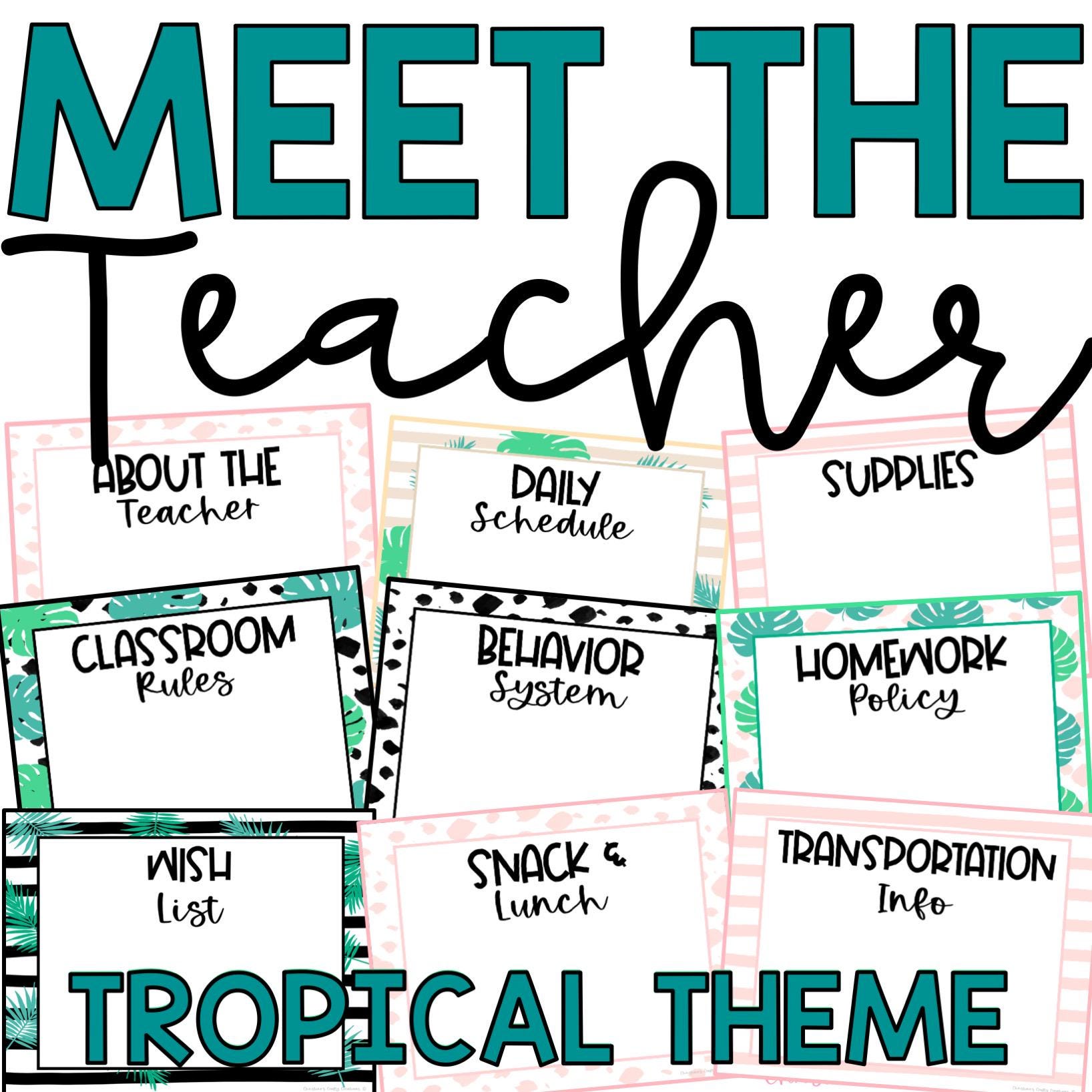 Tropical Leaves Meet the Teacher Powerpoint Slides L Editable - Etsy