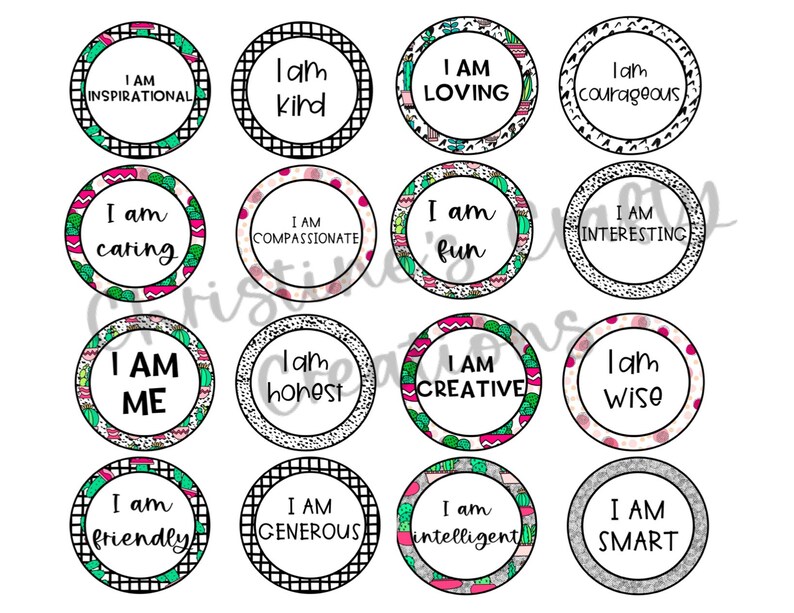 Cactus Affirmation Circles L Affirmation Mirror - Etsy