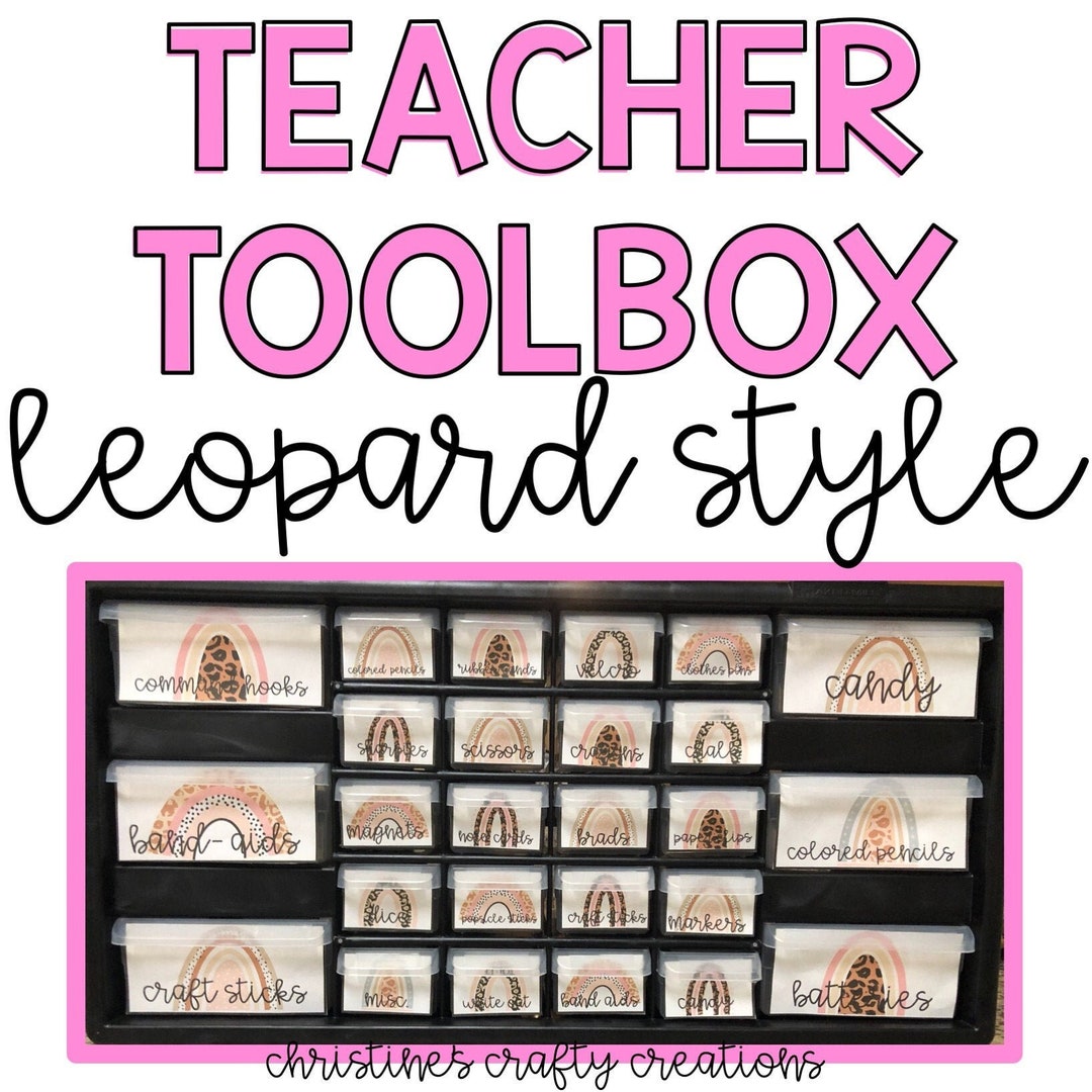 Leopard Teacher Toolbox Labels L Editable - Etsy