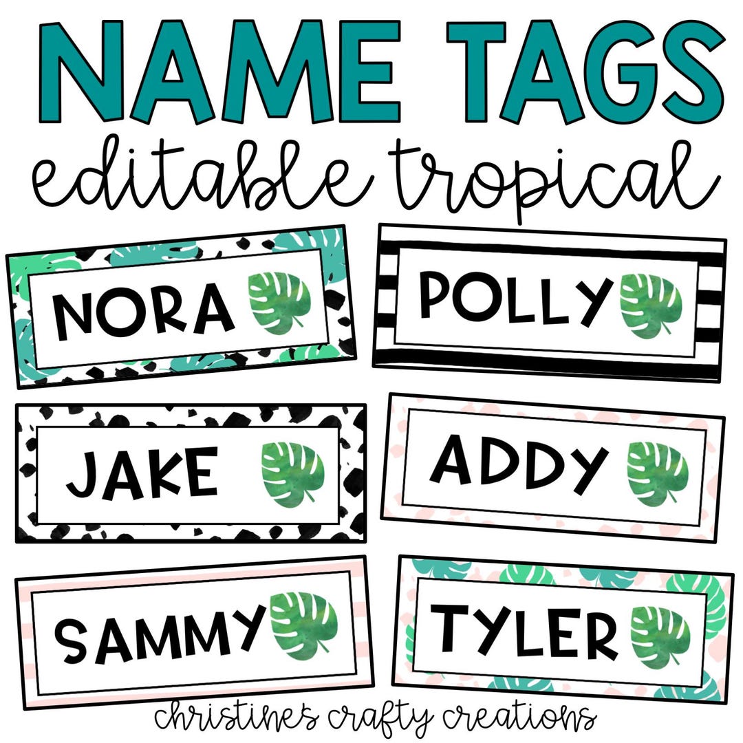 Tropical Leaves Name Tags L Editable - Etsy