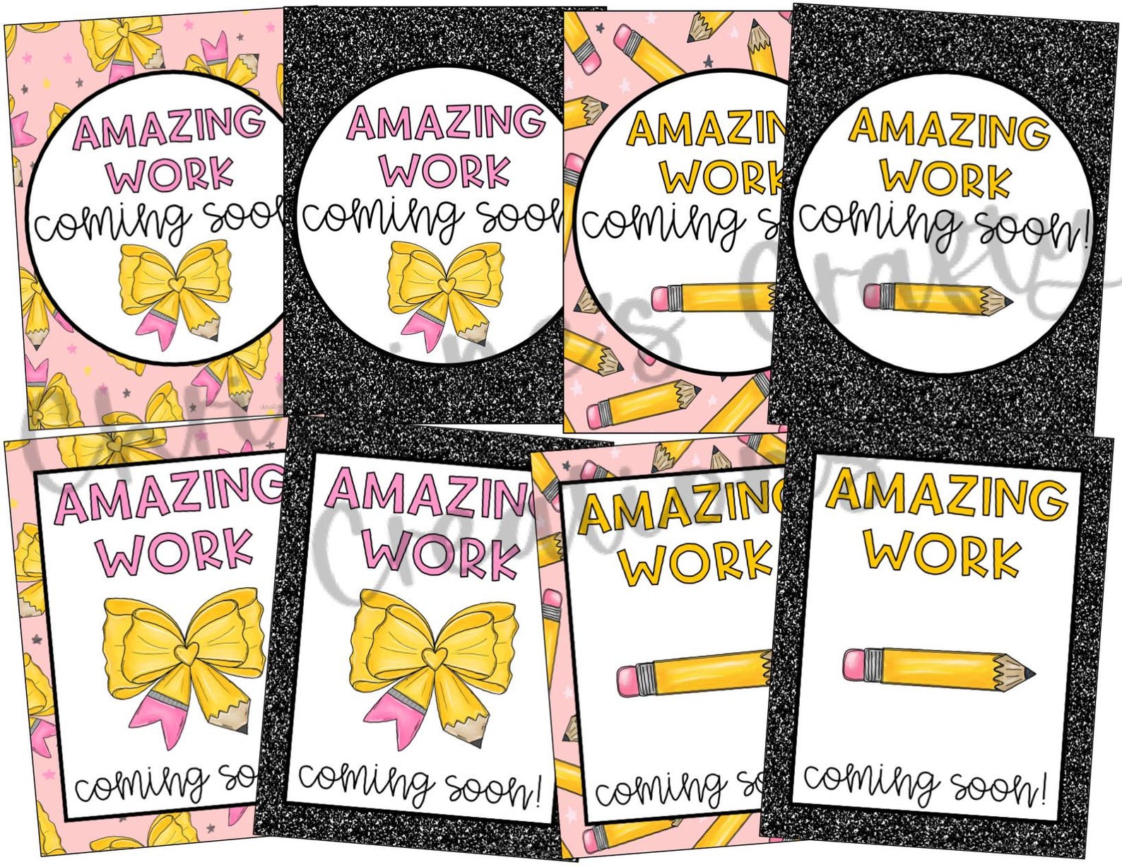 Coquette Bows and Pencils Amazing Work Coming Soon Posters - Etsy