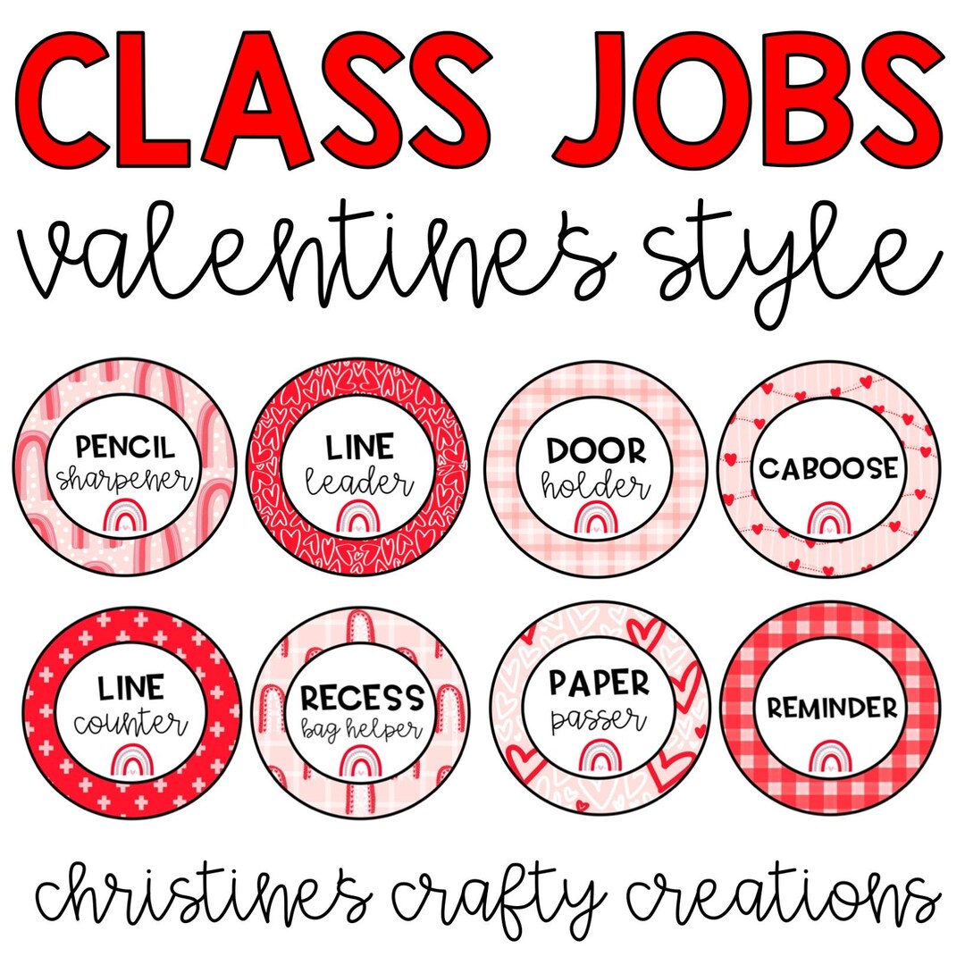 Valentine's Day Class Jobs L Editable - Etsy