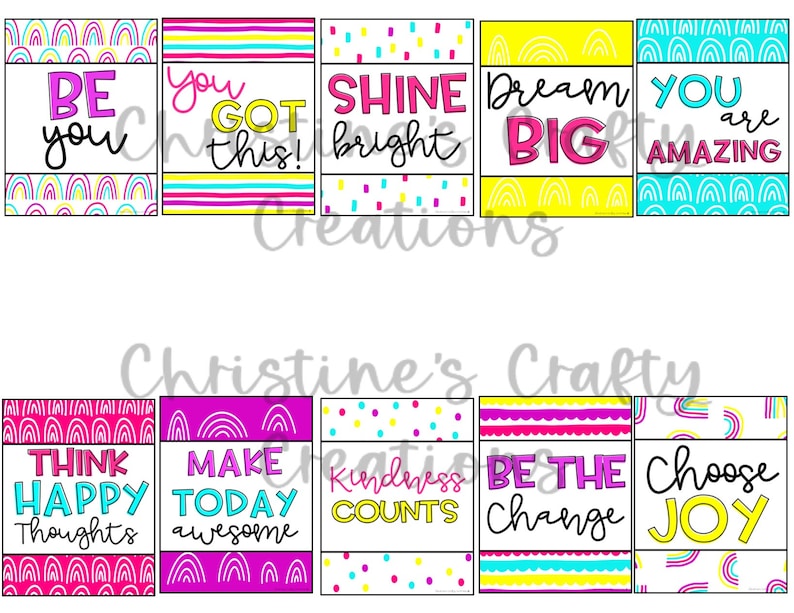 Bright Rainbow Boho Motivational Posters - Etsy