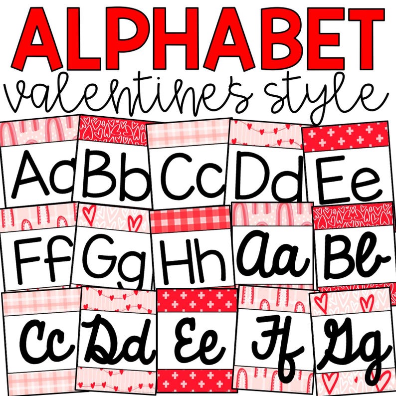 Valentine's Day Alphabet Posters - Etsy