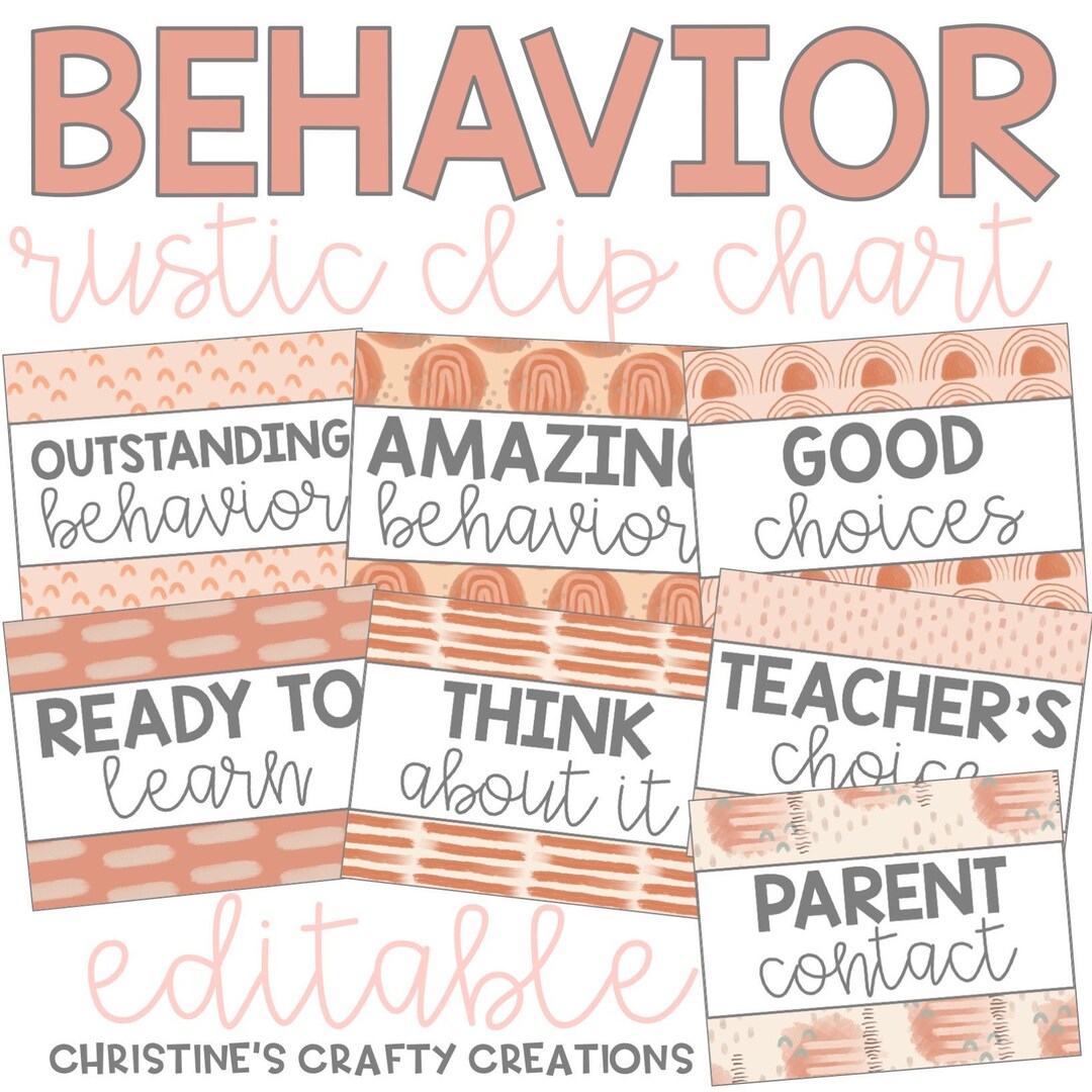 Rustic Boho Behavior Chart L Editable Clip Chart - Etsy