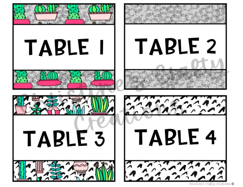 Cactus Table and Cubby Numbers - Etsy