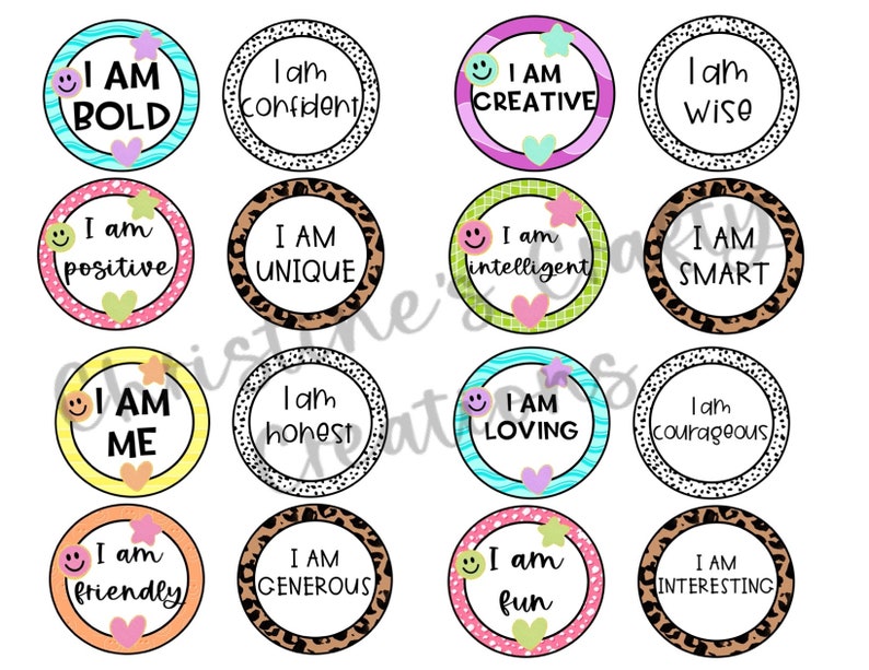 Groovy Leopard and Dalmatian Affirmation Circles L Affirmation Mirror ...