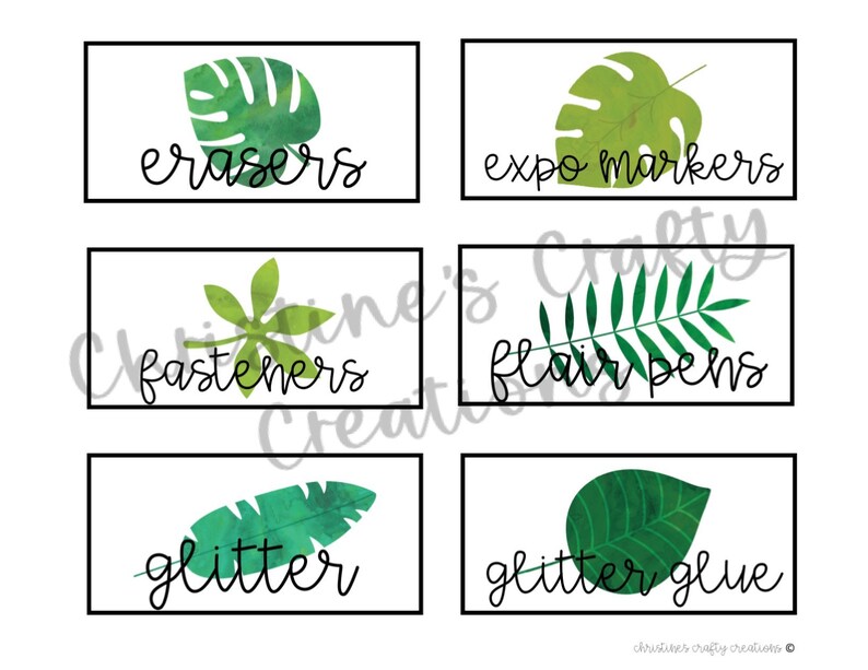 Tropical Leaves Teacher Toolbox Labels L Editable - Etsy
