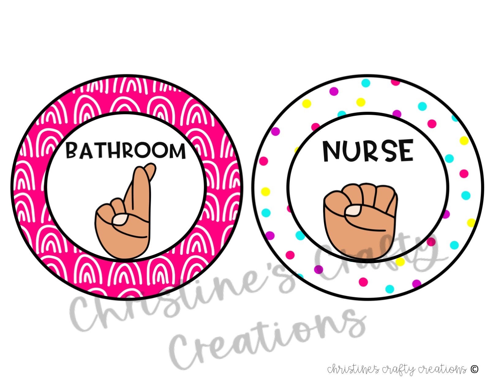 Bright Rainbow Boho Hand Signals L Multicultural and Editable - Etsy