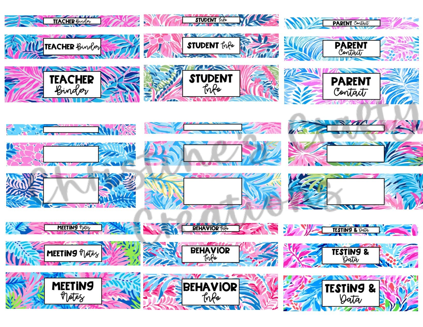 Preppy and Tropical Binder Covers and Spines L Editable - Etsy