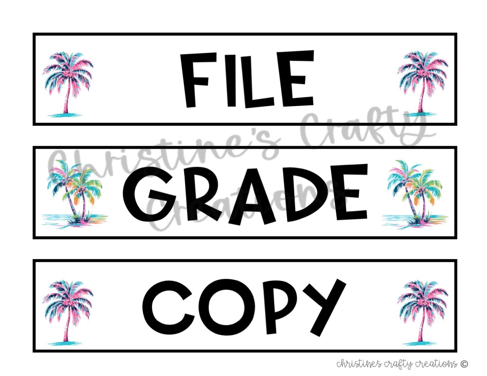 Preppy and Tropical 10 Drawer Labels L Editable - Etsy