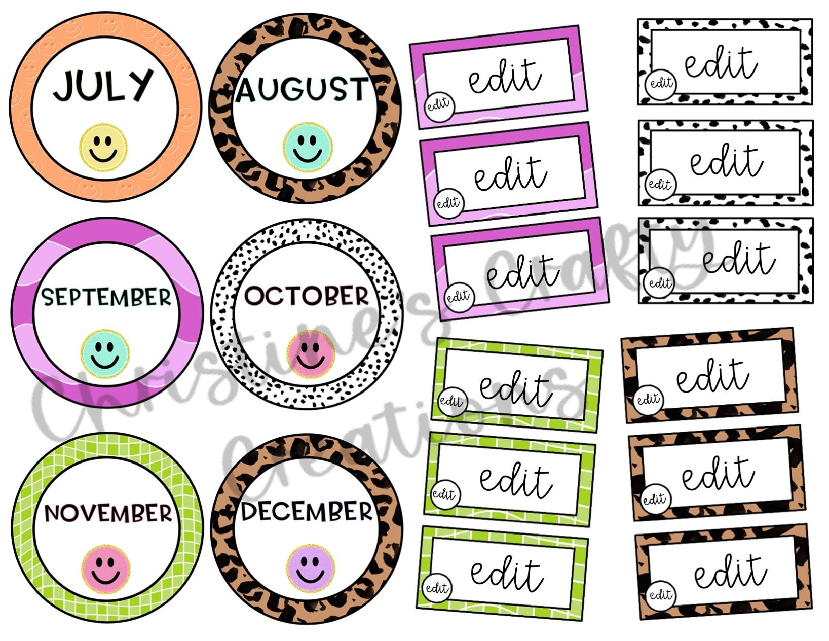 Groovy Leopard and Dalmatian Birthday Chart L Editable - Etsy