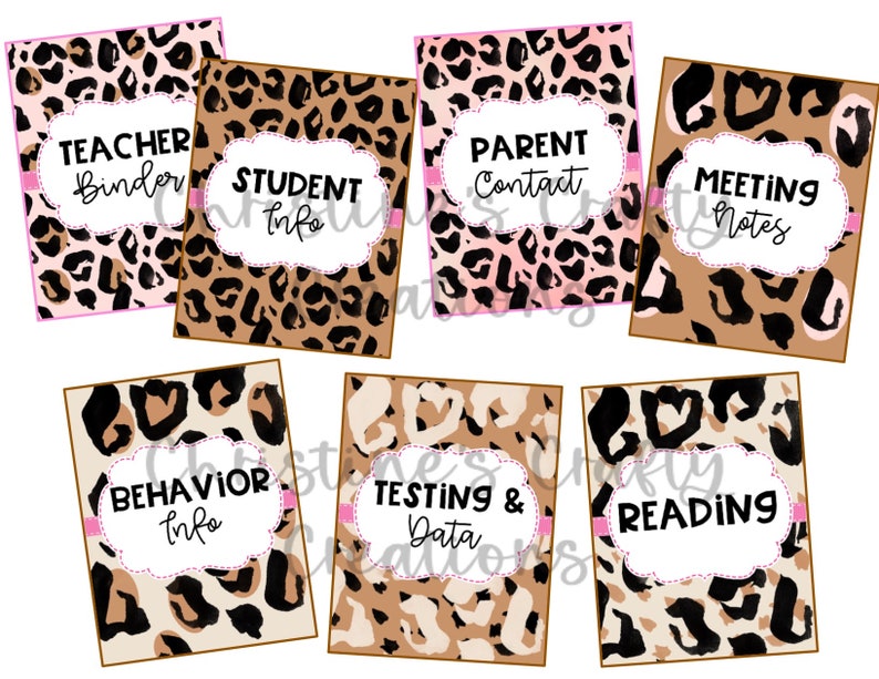 Leopard Binder Covers and Spines L Editable - Etsy