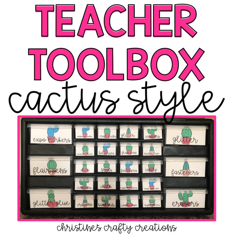 Cactus Teacher Toolbox Labels L Editable - Etsy
