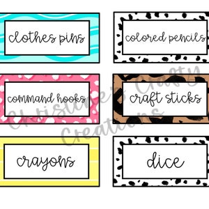 Groovy Leopard and Dalmatian Toolbox Labels L Editable - Etsy