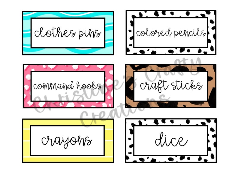 Groovy Leopard and Dalmatian Toolbox Labels L Editable - Etsy