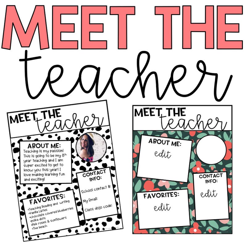 Preppy Dalmatian Meet the Teacher Page L Editable - Etsy