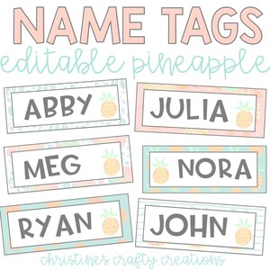 Pineapple Name Tags L Editable - Etsy