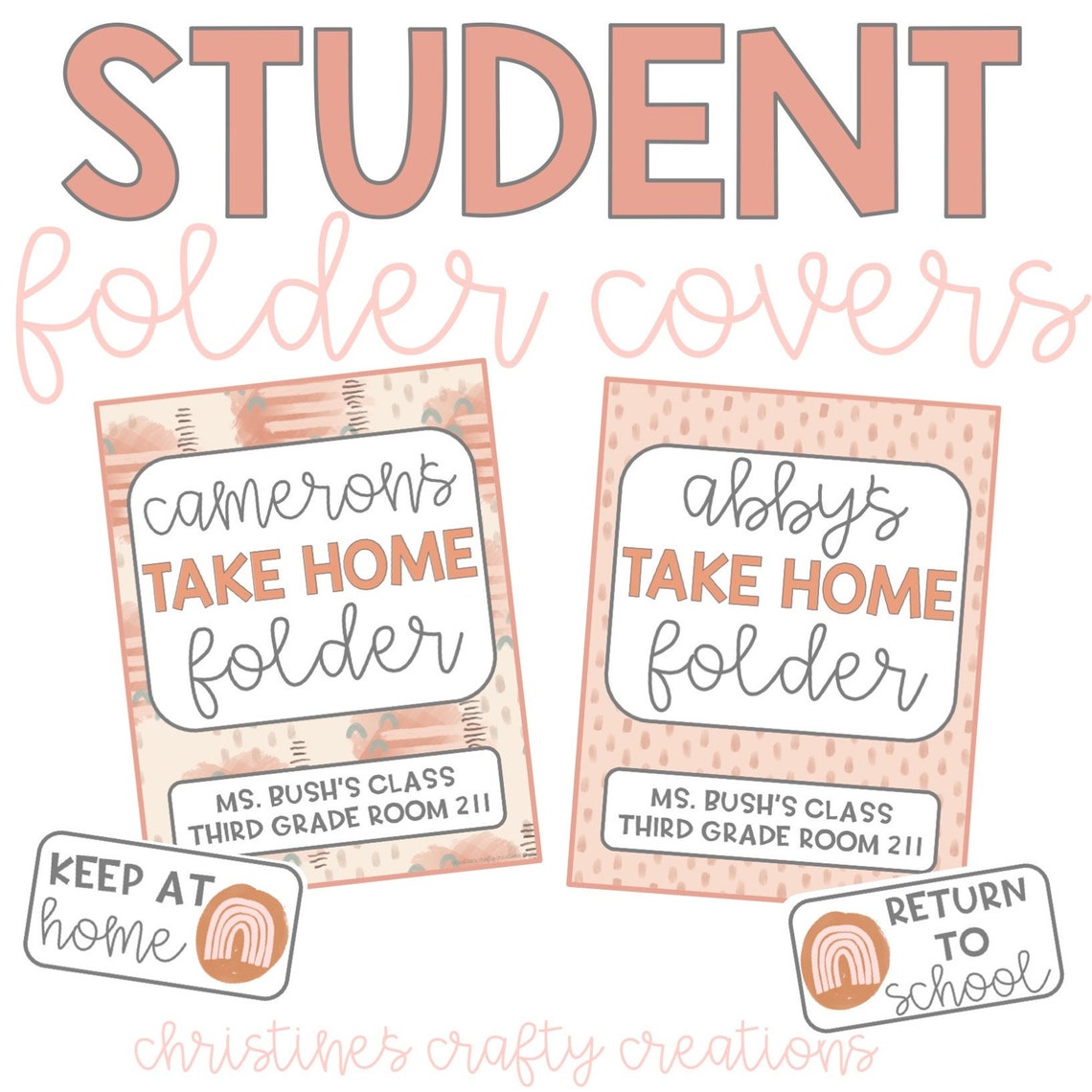 Rustic Boho Student Folder Covers L Editable - Etsy