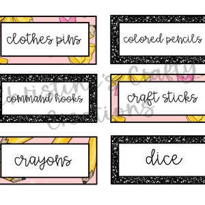 Coquette Bows and Pencils Toolbox Labels L Editable - Etsy