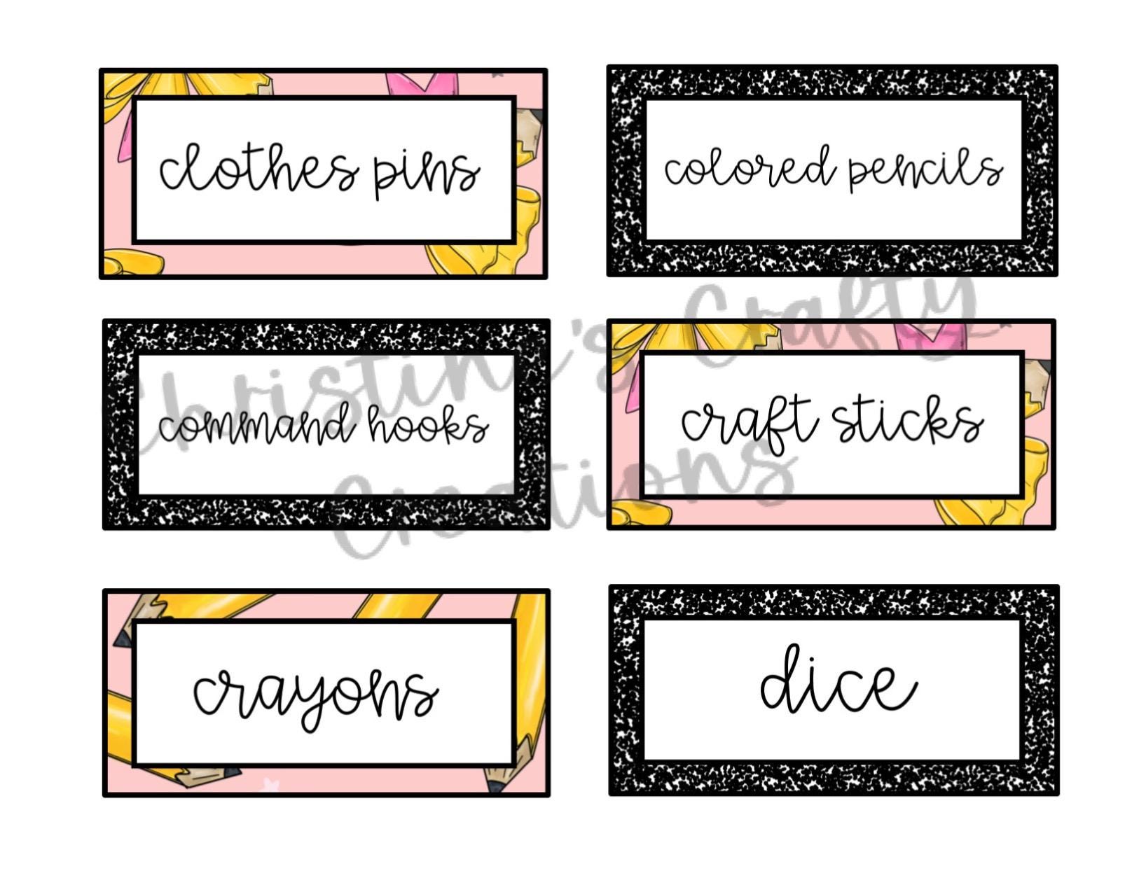 Coquette Bows and Pencils Toolbox Labels L Editable - Etsy