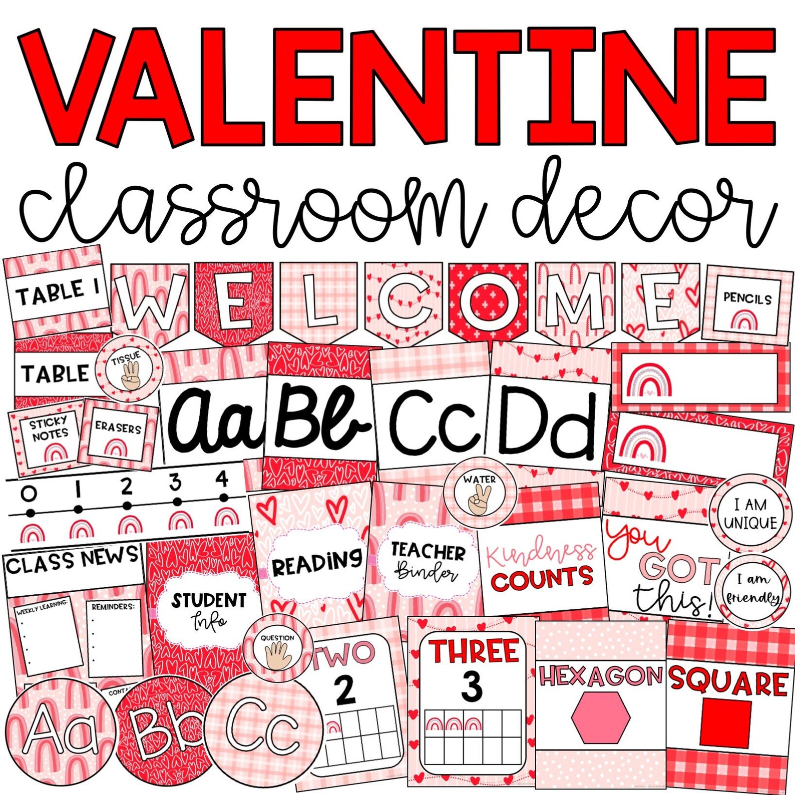 Valentine's Day Classroom Decor Bundle, Valentine's Day Classroom Decor ...