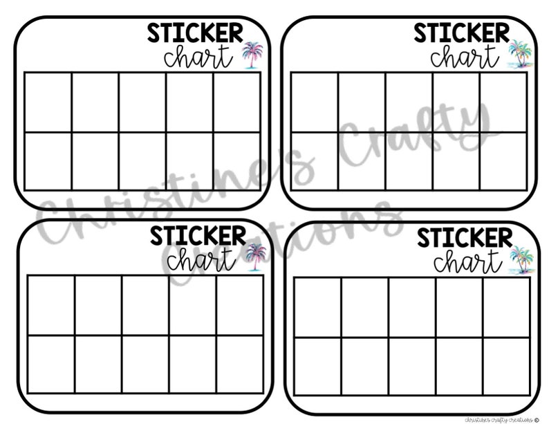 Preppy and Tropical Sticker Charts L Editable - Etsy