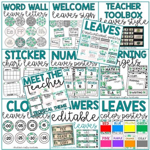 Tropical Leaves Classroom Decor Bundle - Etsy