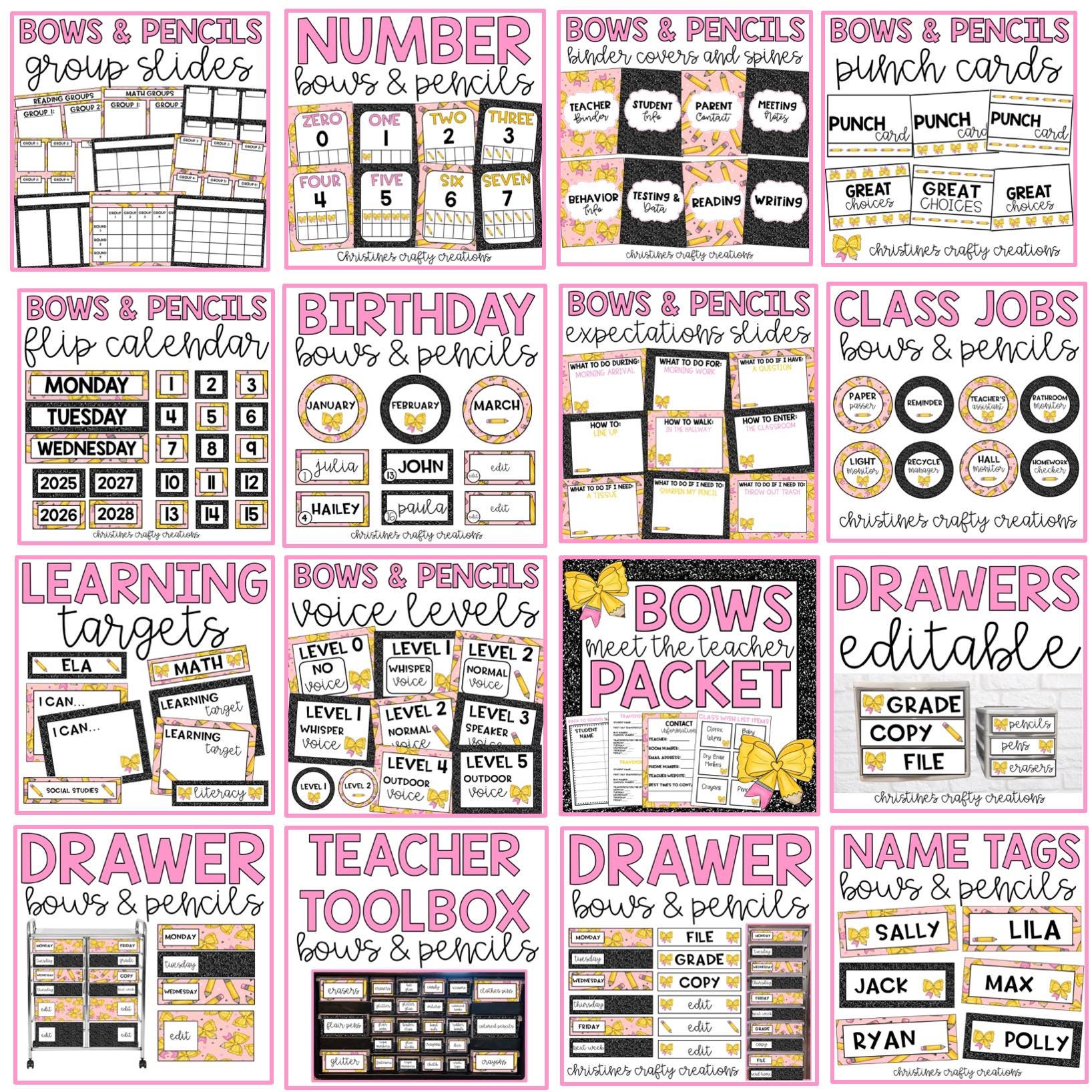 Coquette Bows and Pencils Classroom Decor Bundle - Etsy