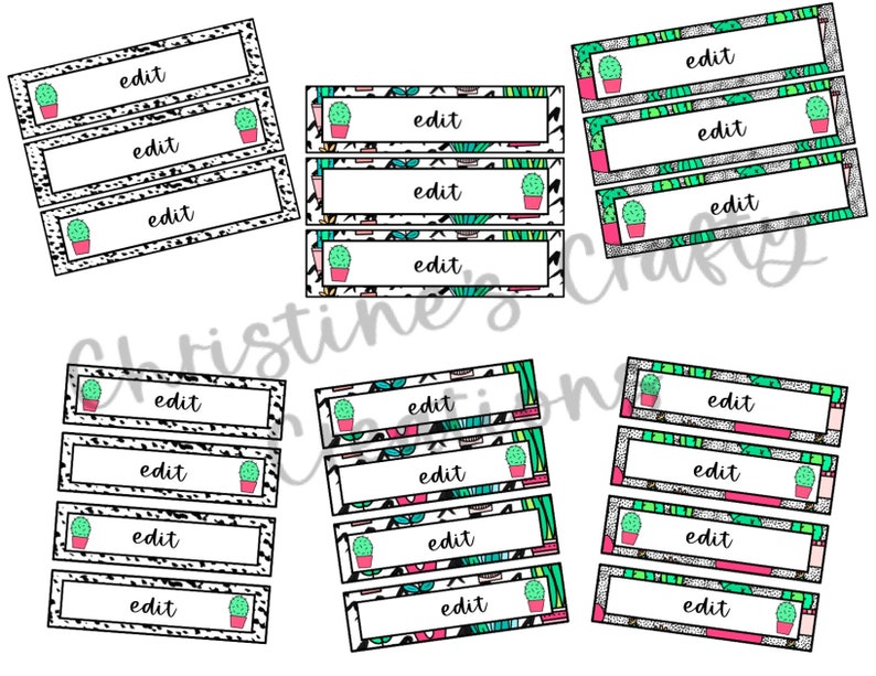 Cactus Drawer Labels L Editable - Etsy