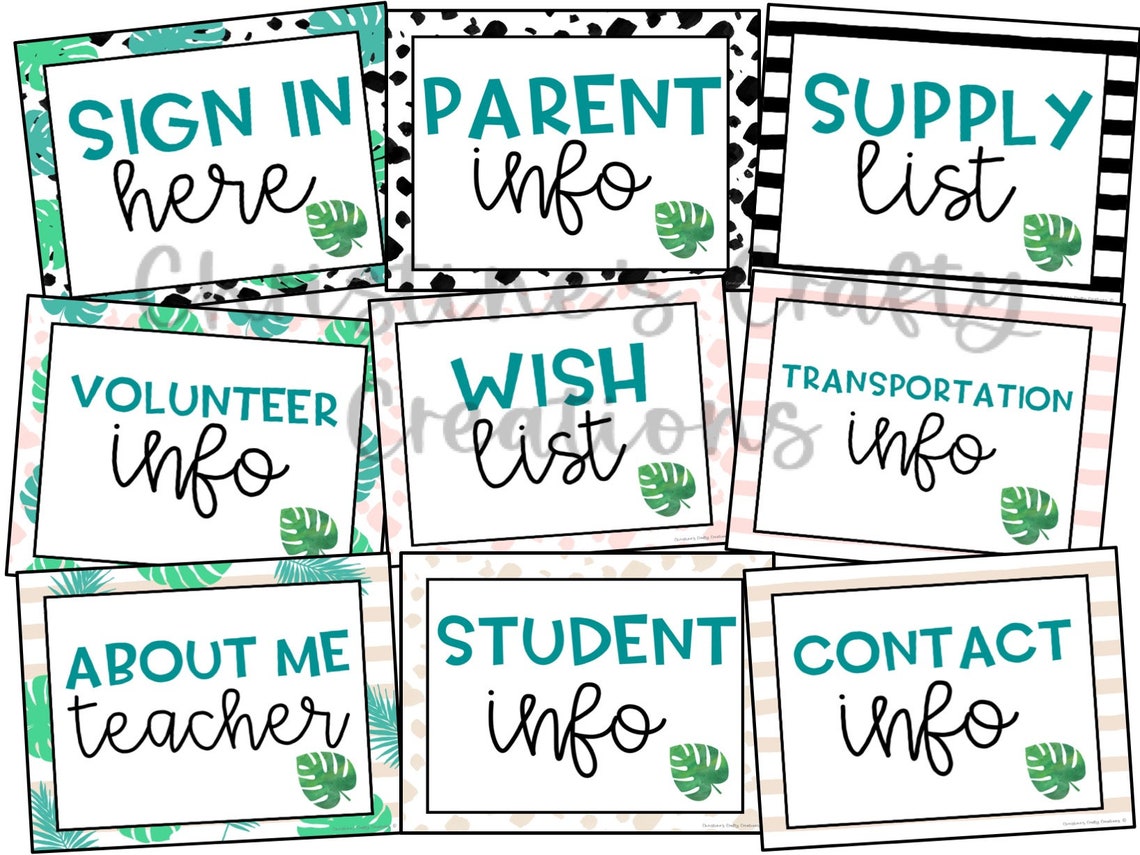 Tropical Leaves Meet the Teacher Night L Editable Forms and Materials L ...