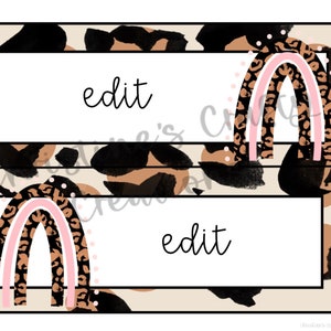 Leopard Name Tags L Editable - Etsy