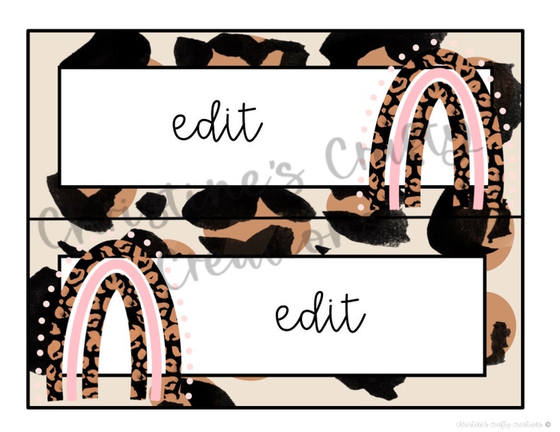 Leopard Name Tags L Editable - Etsy
