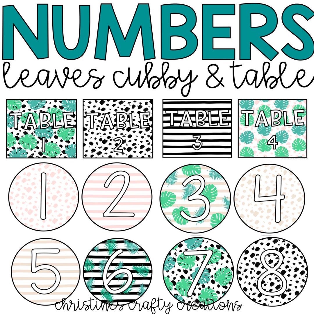 Tropical Leaves Cubby and Table Numbers - Etsy
