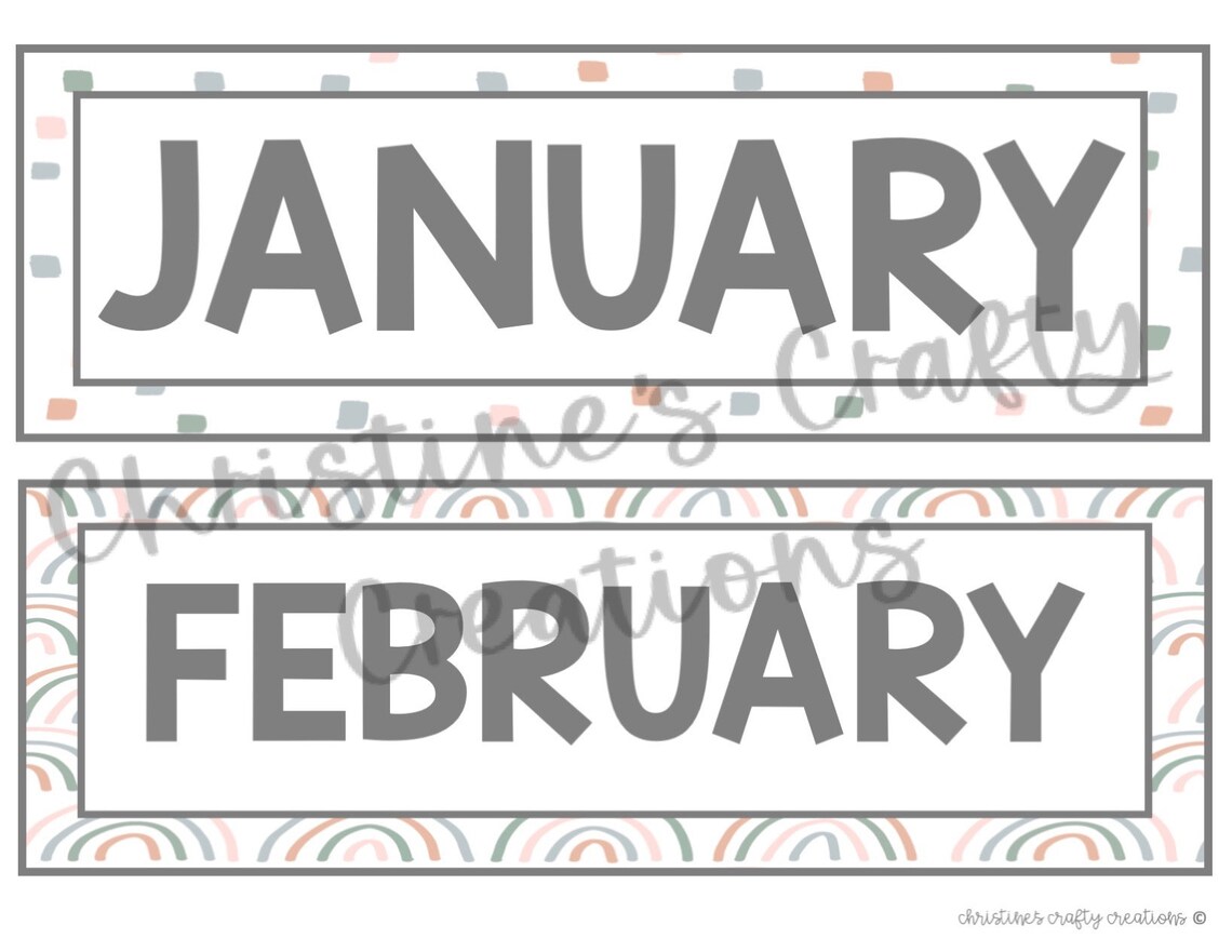 BOHO Calendar Labels L Editable - Etsy