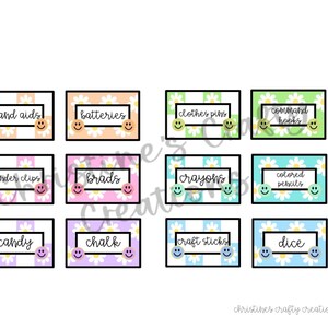 Retro Daisy Toolbox Labels L Editable - Etsy