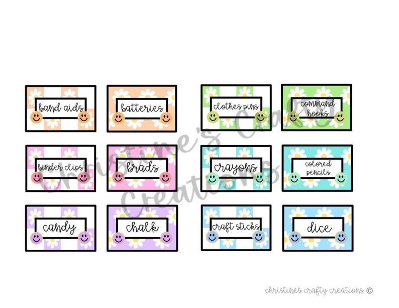 Retro Daisy Toolbox Labels L Editable - Etsy