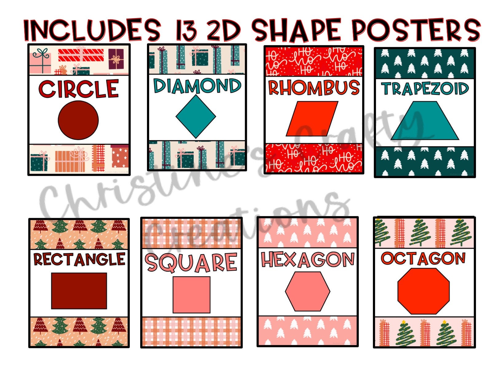 Christmas 2D Shape Posters - Etsy