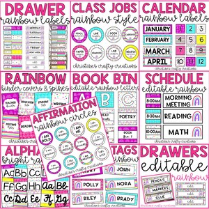 Bright Rainbow Boho Classroom Decor Bundle - Etsy
