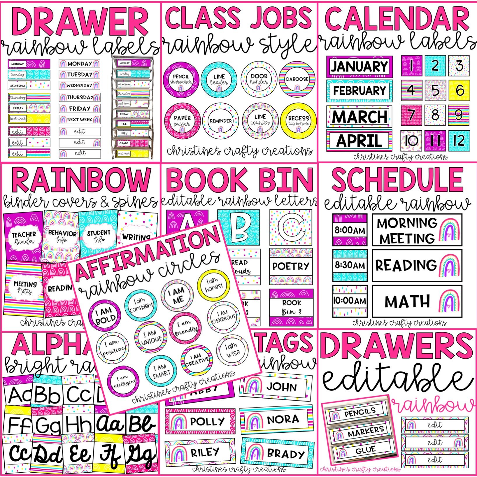 Bright Rainbow Boho Classroom Decor Bundle - Etsy