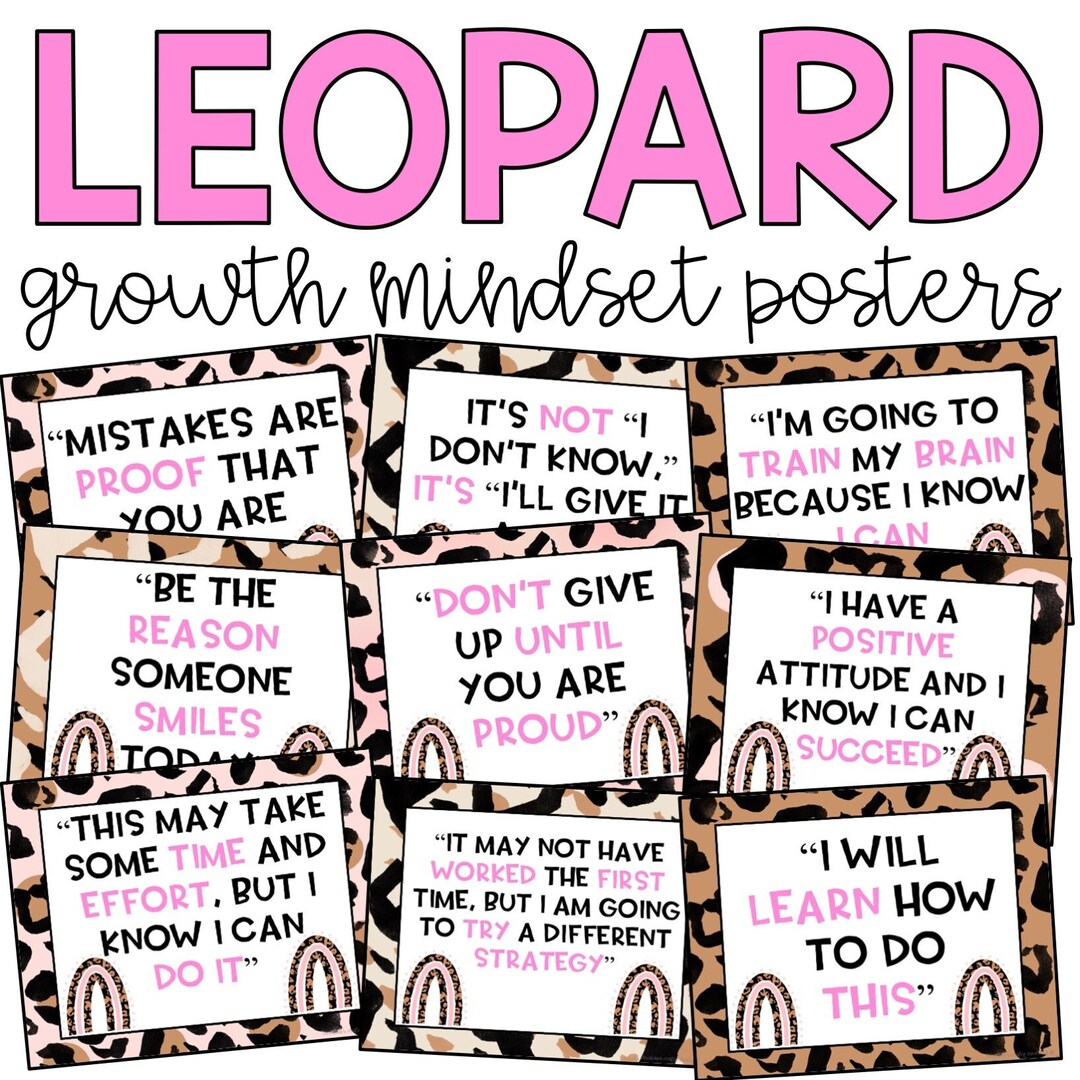Leopard Growth Mindset Posters - Etsy