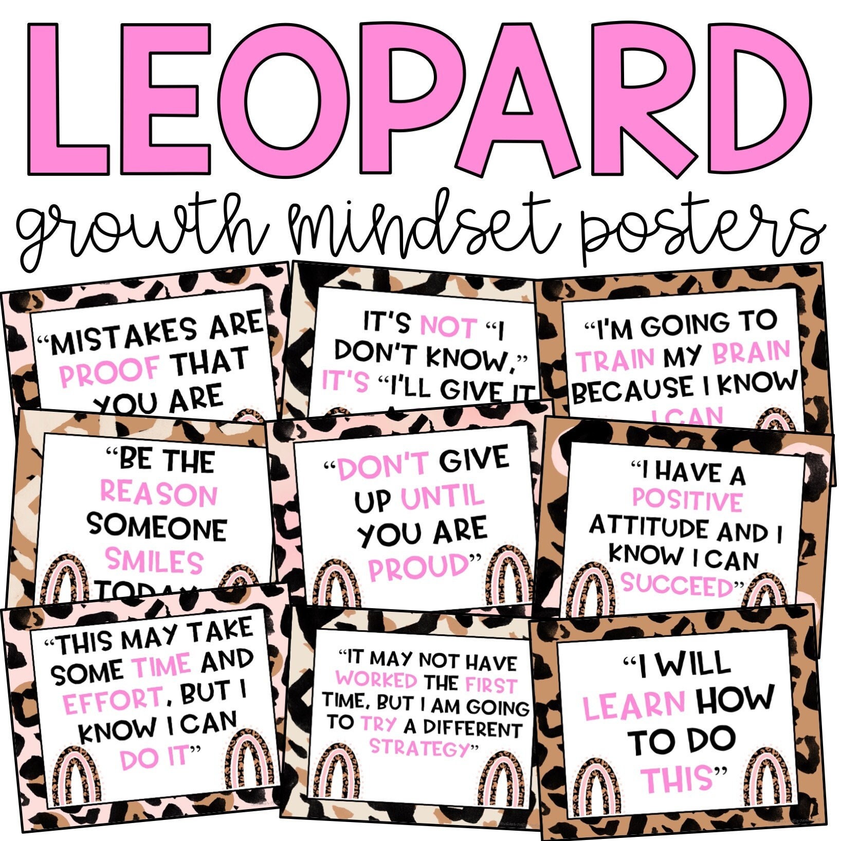 Leopard Growth Mindset Posters - Etsy