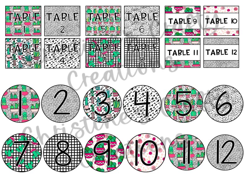 Cactus Table and Cubby Numbers - Etsy