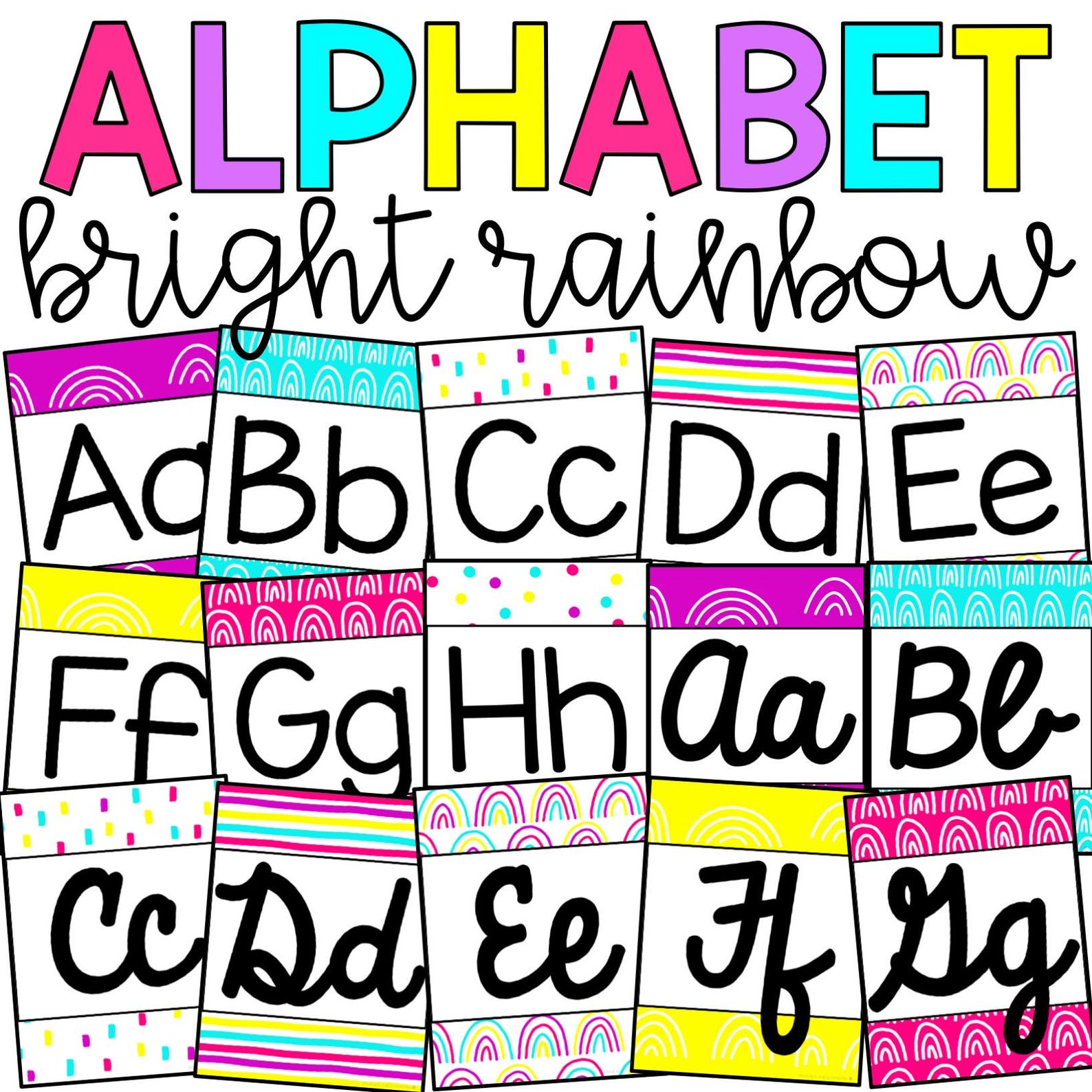 Bright Rainbow Boho Alphabet Posters - Etsy