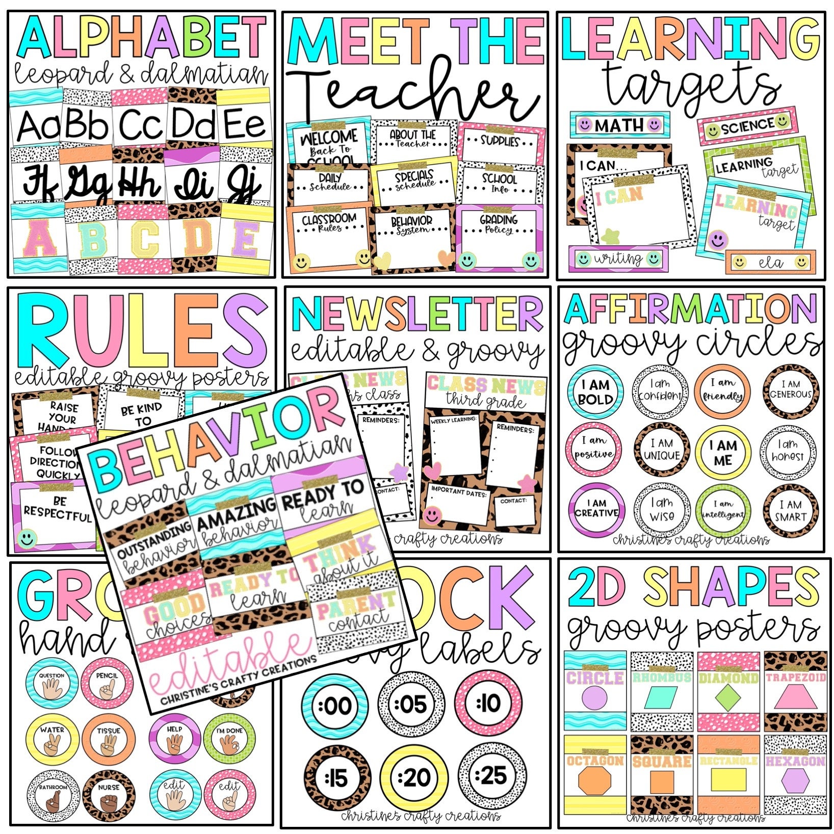 Groovy Leopard and Dalmatian Classroom Decor Bundle - Etsy