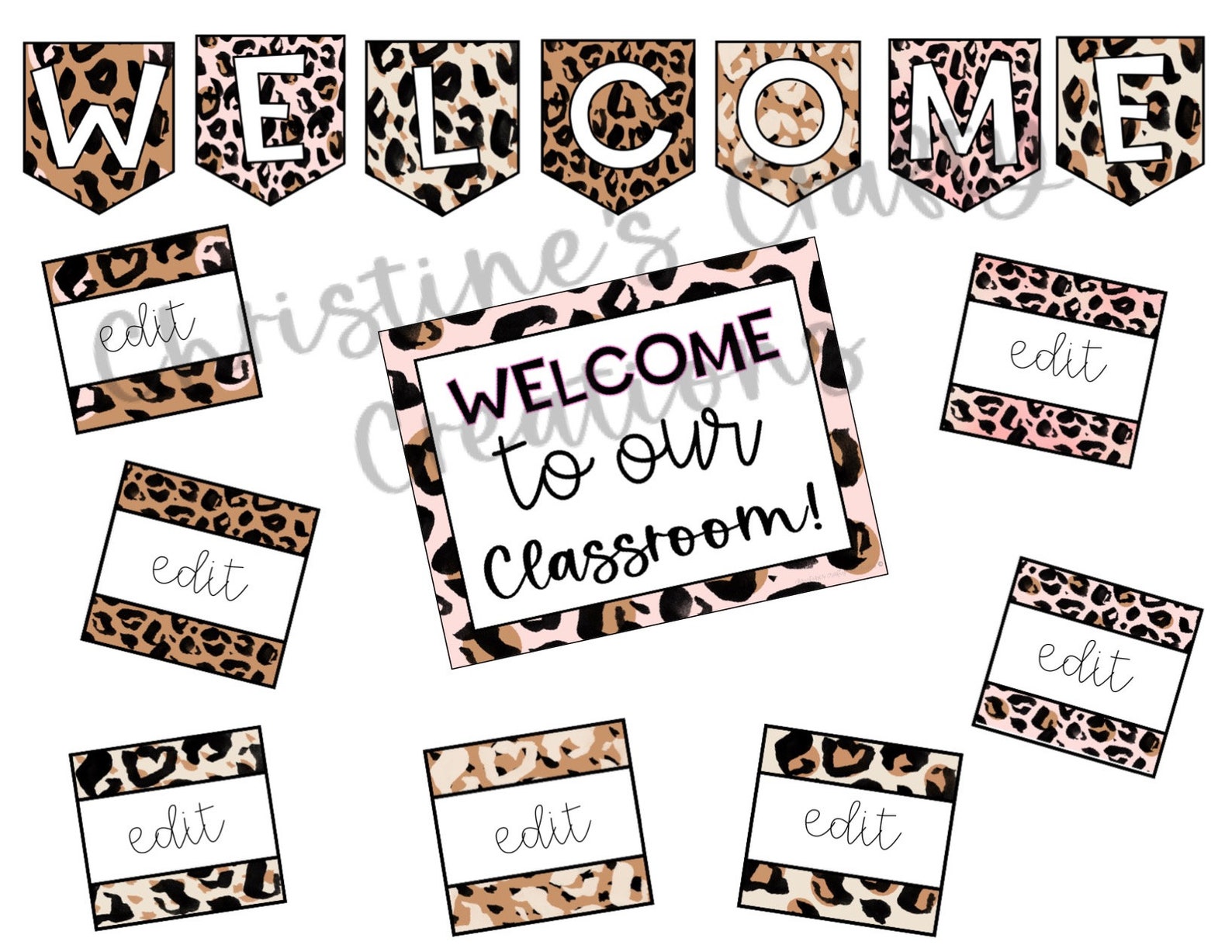 Leopard Welcome Sign L Editable Leopard Door Labels L Leopard Bulletin ...