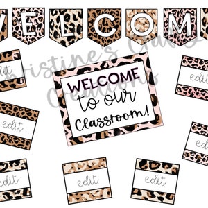 Leopard Welcome Sign L Editable Leopard Door Labels L Leopard Bulletin ...
