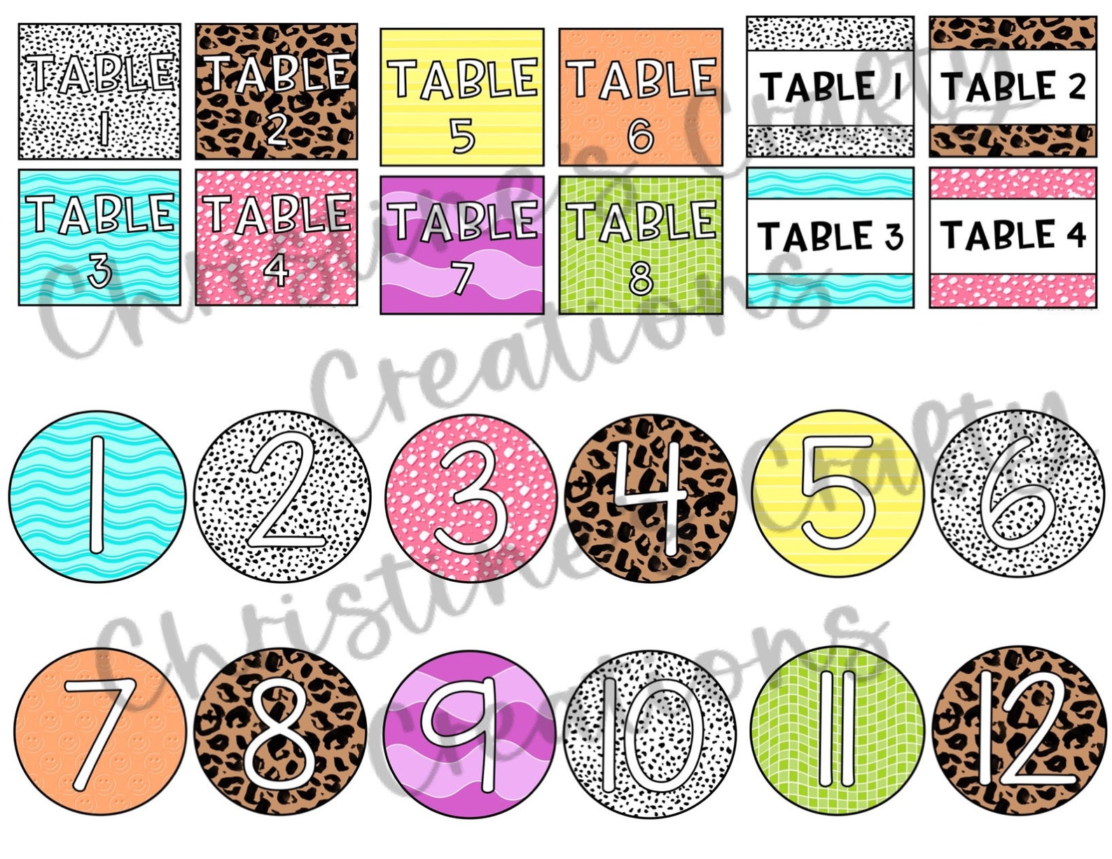 Groovy Leopard and Dalmatian Table and Cubby Numbers - Etsy