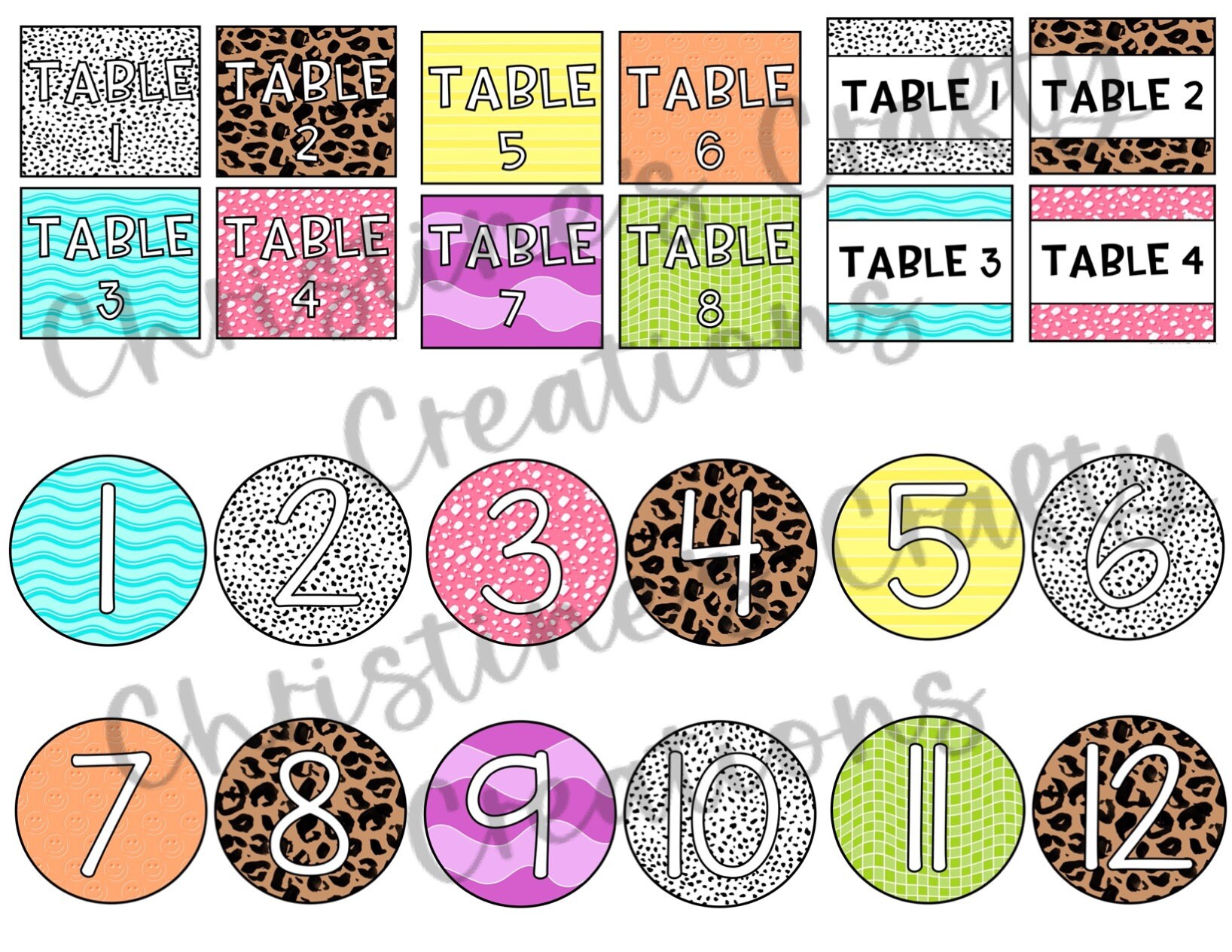 Groovy Leopard and Dalmatian Table and Cubby Numbers - Etsy