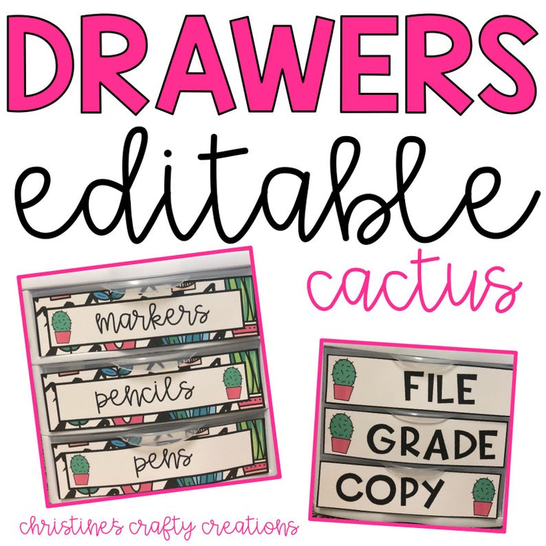 Cactus Drawer Labels L Editable - Etsy